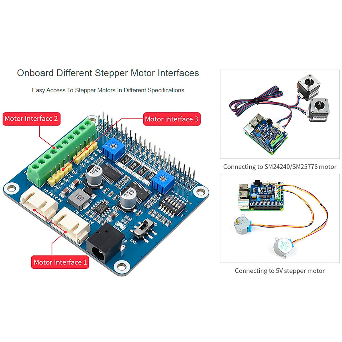 Stepper Motor HAT Dual Onboard 2-CH HR8825 Motor Driver Chip,Drive two Stepper Motors Up To 1/32 Microstepping,Apply to 3D Printer, Sculpturing machine, Mechanical Arm,for Raspberry Pi/ Jetson Nano