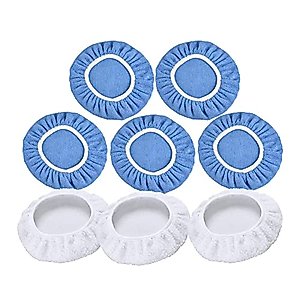KingBra Car Polisher Pad Bonnet Wax Bonnet Set (7 to 8 Inches), 5Pcs Soft Microfiber + 3Pcs Wool Polishing Bonnet Orbital Buffing Pad Cover Waxing Bonnet for Car Polisher