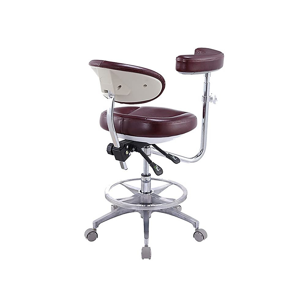 Luxury Dentist's Doctor's Deluxe Mobile Saddle Chair Medical PU Leather Assistant Doctor Stools