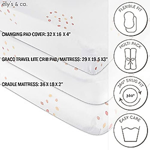 Ely’s &Co. Changing Pad Covers | Cradle Sheet 1-Pack Combed Jersey Cotton for Baby Girl - (Pink Raindrops)