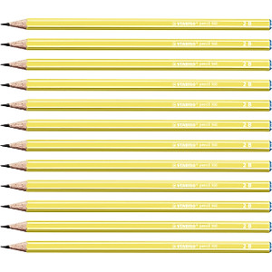 Graphite Pencil without Eraser - STABILO pencil 160-2B - Pack of 12 - yellow