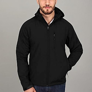 Kirkland Signature Men's Sherpa Lined Softshell Detachable Hood, Black, Medium