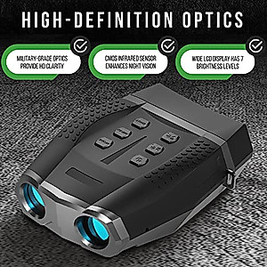 Bush Tech Night Vision Binoculars, Military-Grade Binoculars with Camera for Deer Hunting and Surveillance, Day and Night High-Power Binoculars with 4X Digital Zoom, 1312-Foot Range, 2.5” LCD Display