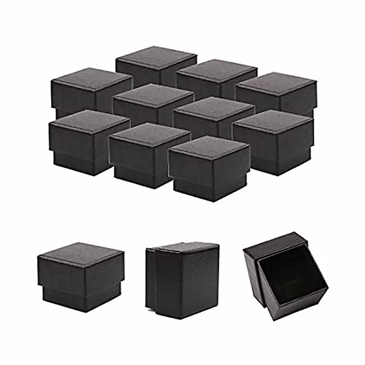 Sdootjewelry Ring Box, 1.97 x 1.97 x 1.57” Kraft Earring Ring Boxes, 50 Pack Square Cardboard Jewelry Gift Boxes Black Small Earring Ring Gift Box with Foam Insert for Wedding Propose Jewelry Packing