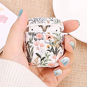 AirPods Case Flower, Olytop Cute Hard Ladybugs Women Apple Airpods 2 & 1 Cover Case Protective Shockproof iPods Cover Skin Girls with Keychain for Apple 2nd 1st Gen - Flower/Cactus