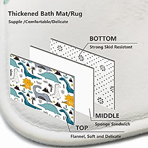 GRIEKOWE Cartoon Dinosaur Shower Curtain Sets, 4 Pcs Boys Cute Kids Funny Animal Graffiti Dino Multi Color Children Fabric Waterproof Home Bed, Shower Curtains with 12 Hooks Included(72X72in)