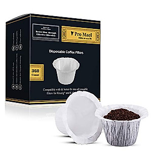 Pro Mael Disposable Coffee Filters 360 Counts Coffee Filter Paper for Keurig Brewers Single Serve 1.0 and 2.0 Use with All Brands K Cup Filter (1)