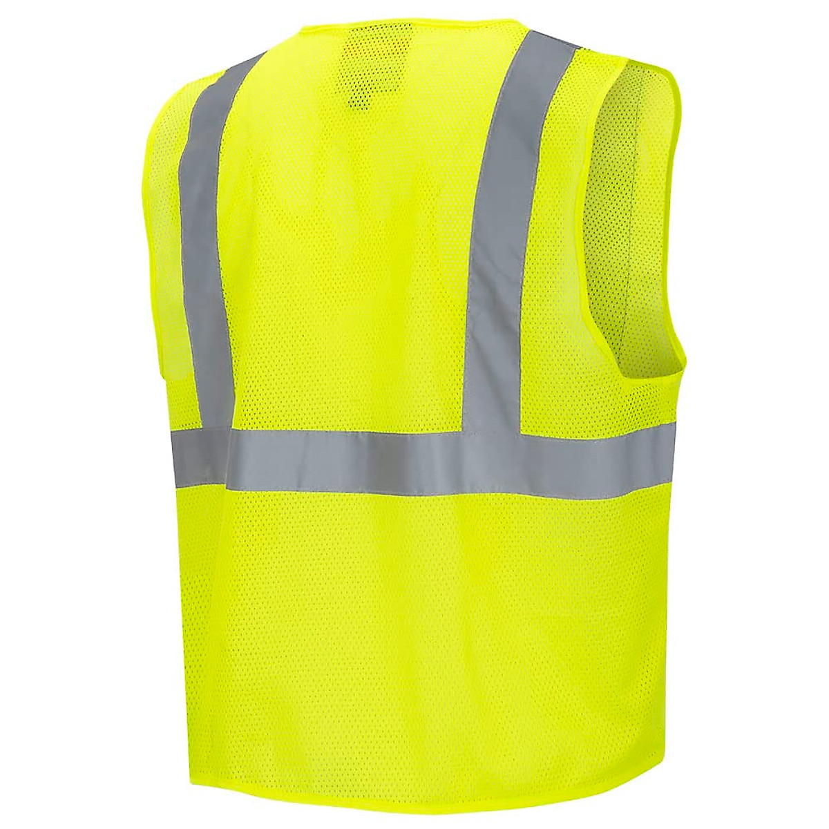 Pioneer High Visibility Safety Vest, Tricot Polyester Mesh, Zip-Up, Reflective Tape, Yellow/Green, Unisex, V1060360U-L, Large