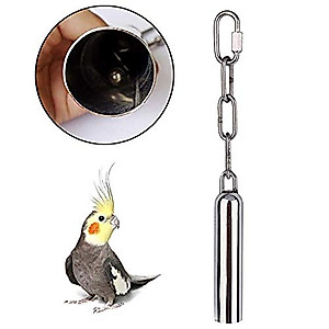 USQY Bird Toy Bell,Stainless Steel Bell Bird Toys,Stainless Steel Hanging Bell,Heavy Duty Bird Cage Toys for Parrots, African Greys, Mini Macaws, Small Cockatoos, Cockatiels & More (Small or Large)…