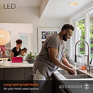SYLVANIA ECO LED BR30 Light Bulb, 65W = 10W, Dimmable, Frosted Finish, 650 Lumens, 2700K, Soft White - 4 Pack (40870)