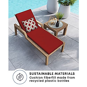 Honeycomb Indoor / Outdoor Textured Solid Scarlet Red Chaise Lounge Cushion: Recycled Polyester Fill, Weather and Stain Resistant Patio Cushions: 22.5" W x 70" L x 3.5" T, 1 Count (Pack of 1)