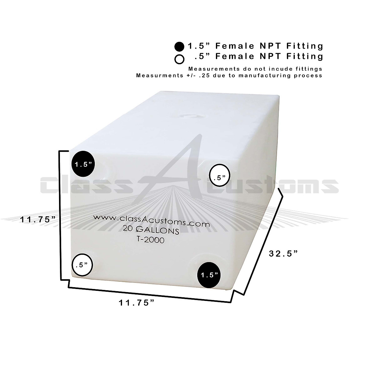 Class A Customs | RV Fresh and Gray Water Tank | Combo Pack (20 Gallon & 23 Gallon) | RV Water Holding Tanks