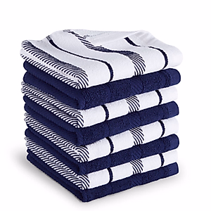 KitchenAid Albany Dishcloth 8 Pack Set, Cobalt Blue/White, 12"x12"