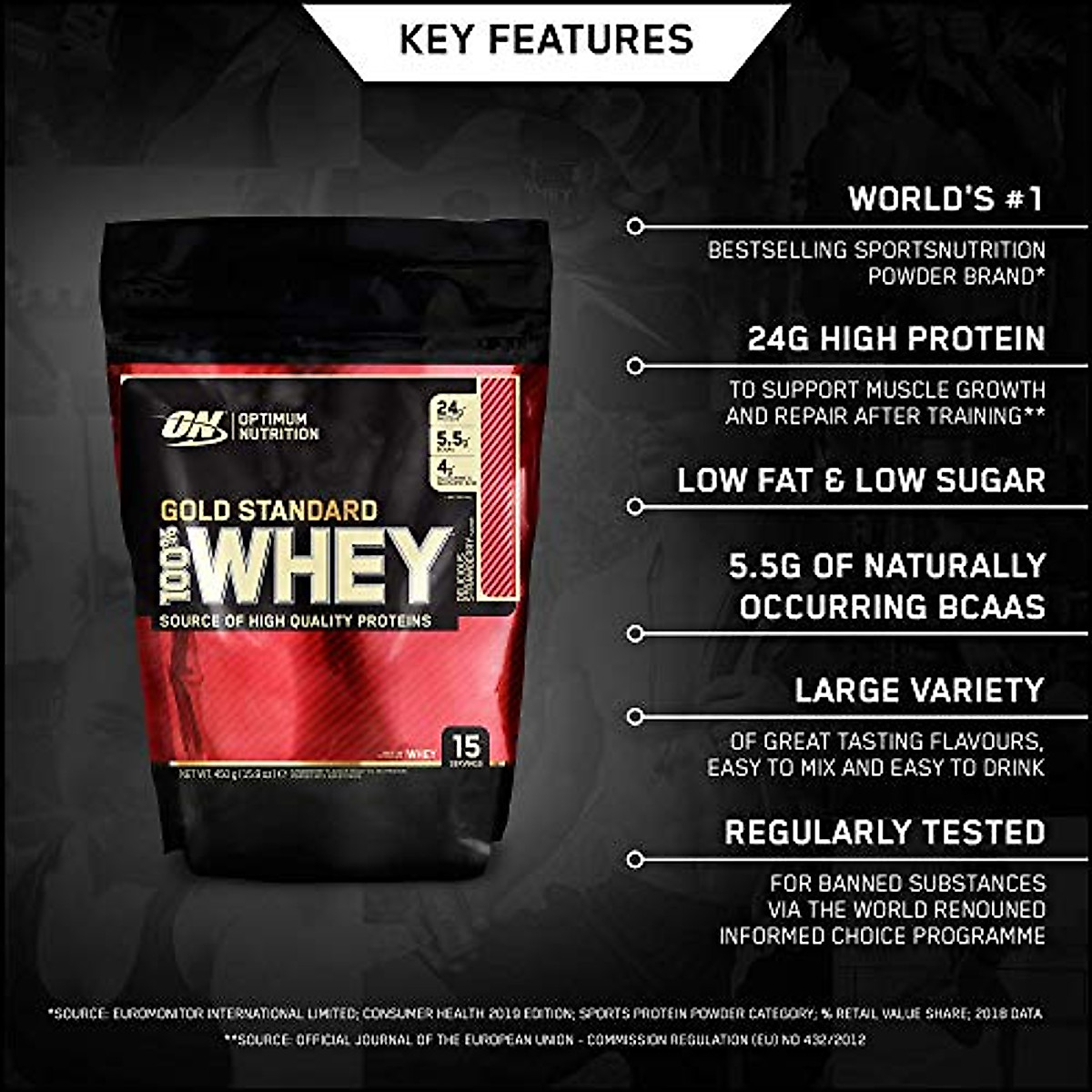 Optimum Nutrition 100% Gold Standard Whey Protein Powder Delicious Strawberry 450G