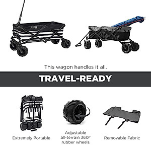 Creative Outdoor Push Pull Stroller Wagon for Kids, 150lbs Weight Capacity, All-Terrain Collapsible Folding Cart with Canopy for Cargo, Beach, Park, Garden, Camping & Tailgate