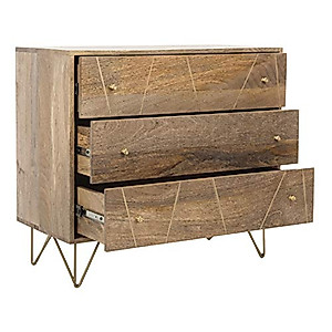 Safavieh Home Marigold Modern Natural and Brass 3-drawer Chest