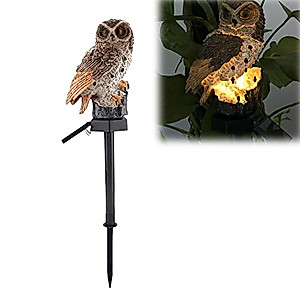 Yosoo Solar Powered Owl Light, Waterproof Garden Light Outdoor Lawn Resin Lamp for Home Garden Lighting(Brown)