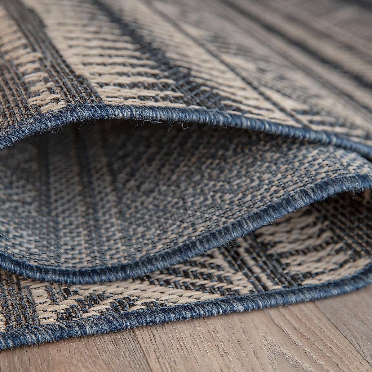 Rugshop Geometric Bohemian Indoor Outdoor Rug – Bohemian Area Rug/Outdoor Rug Deck Rugs, Non-Shedding Balcony Rugs, Boho Patio Rug, 5' x 7' Blue