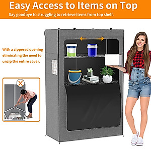 HMOCK Wire Shelf Cover,600D Heavy Duty Waterproof Dustproof Shelf Covers for Wire Shelving Cover,Outdoor Wire Rack Cover with Zipper for Metal Wire Shelf (Grey,37" L x 18" W x 72" H)