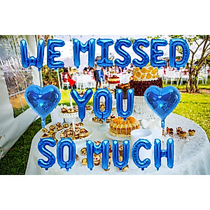 Pargleev We Missed You So Much Balloons with Star Hanging Foil Balloons Letter for High School College Grad Graduation Retirement Party Decorations Blue