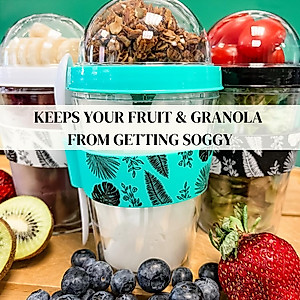 Healthy Habits for a Healthy You 4 Pack - Portable Parfait Cups with Lids Yogurt Containers with Lids Leak Proof Overnight Oats Containers Cereal Container Crunch Cup