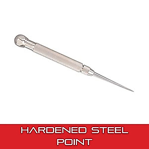 Starrett Steel Pocket Scriber with Hexagon Shape Head - 2-7/8" (72mm) Point Length, 3/8" (9.5mm) Handle Diameter, Knurled and Nickel-Plated Handle - 70B