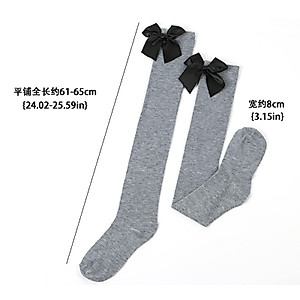 Jileiy Womens Long Socks Bowknot Pure Color Socks Thigh High Socks Over The Knee Socks Festival Christmas Cotton Thigh High