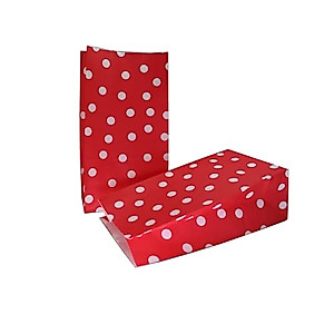 EMAAN Red Polka Dot Party Gift Paper Bags 5.1 x 3.1 x 9.4 Inch Lunch Kraft Paper Bags for Birthday Wedding Baby Shower Halloween Christmas Party (24 Count)