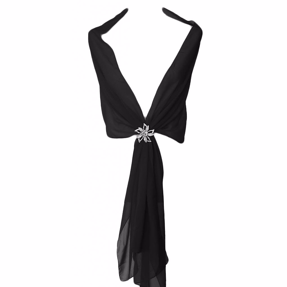 Alivila.Y Fashion Womens Chiffon Scarf Wrap Bridal Wedding Scarves Shawl for Bridesmaid-Black Chiffon