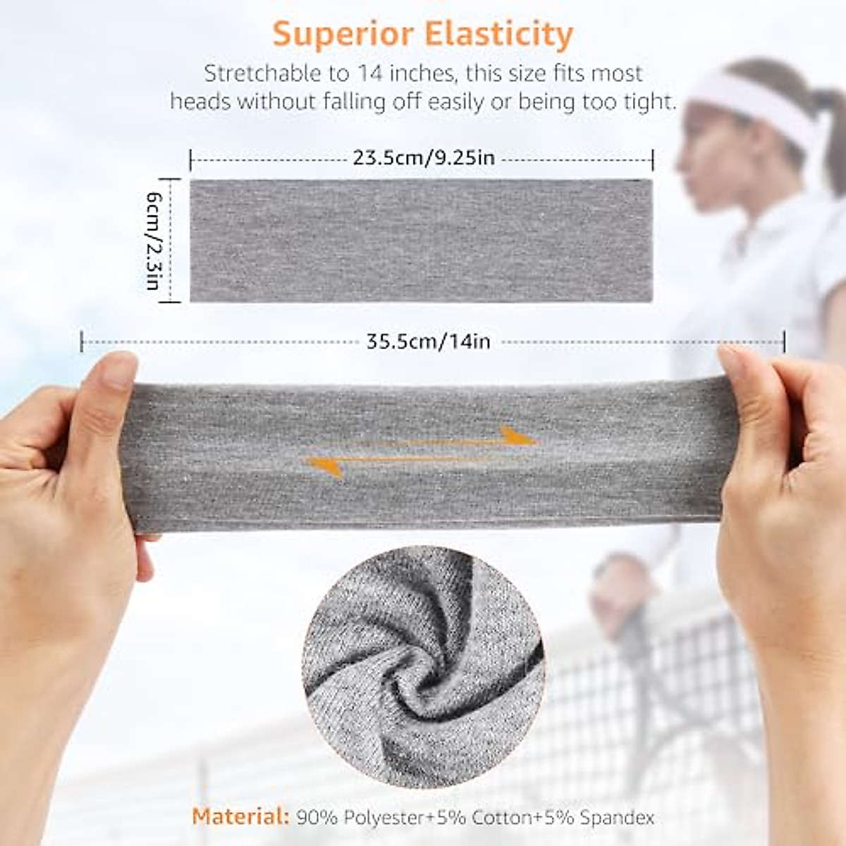 Headbands for Women Non Slip - 7PCS Fashion Sports Hair Bands for Women's Hair, Soft Cotton Cloth Stretchy Headbands for Women for Workout Yoga Running