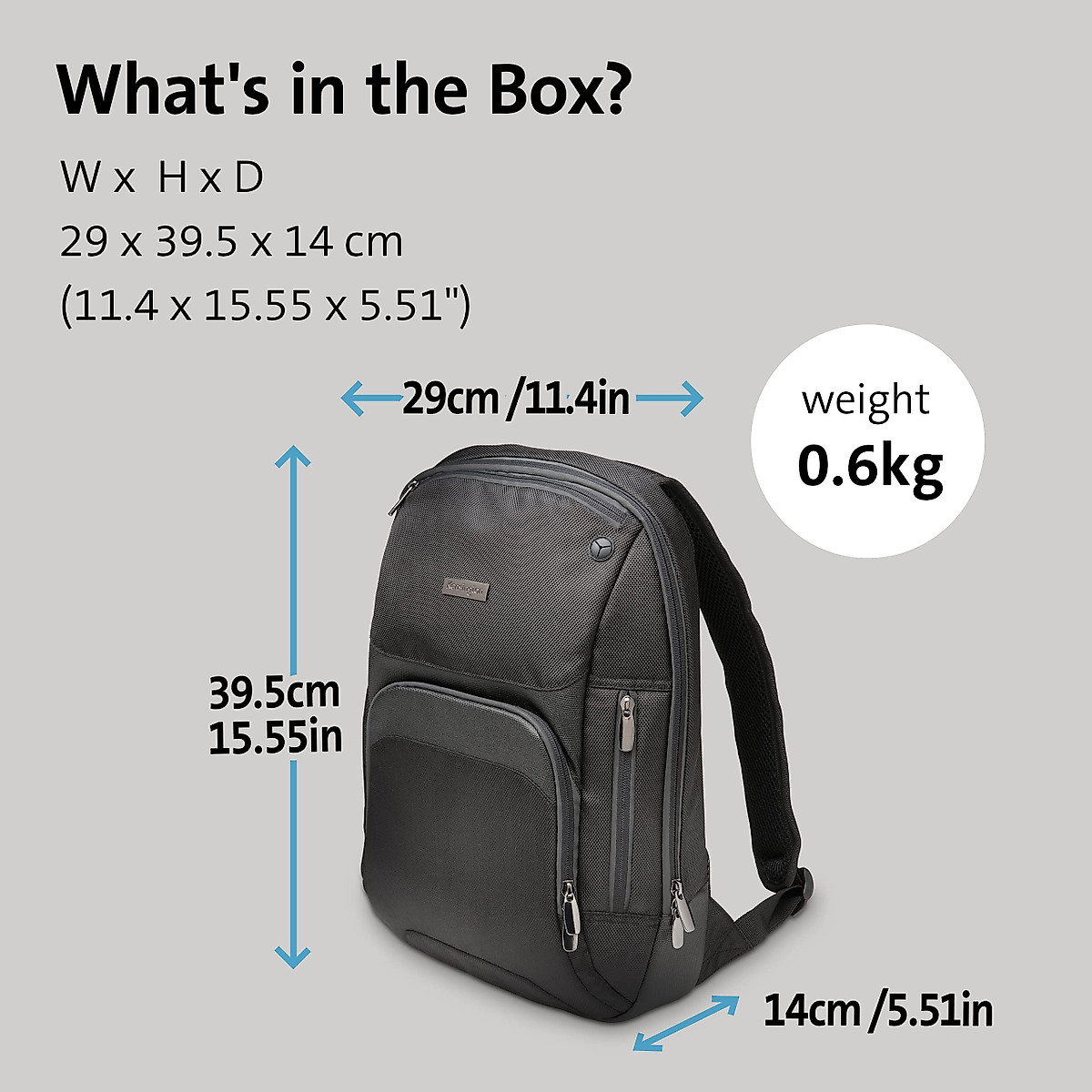 Kensington Triple Trek Slim Backpack for MacBooks, Chromebooks, Tablets & Ultrabooks up to 13-Inch-14-Inch (K62591AM), Black