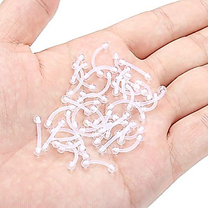 Lcolyoli 40pcs 16G Clear Flexible Bioplast Retainer Eyebrow Ring Piercing Jewelry Clear Tragus Cartilage Helix Rook Daith Barbell Earring for Women Men 6mm 8mm 10mm 12mm