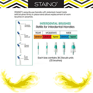 Staino Interdental Brushes Refill – Ultrafine Tapered Brush - 36 2-Brush Units/Box