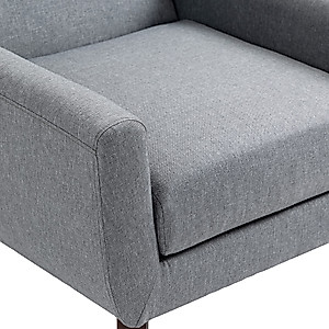 UIXE Comfy Arm Accent Chairs for Bedroom, Mid Century Modern Armchair Living Room Sofa Chair with Wooden Legs, Linen Fabric Button Tufted Upholstered Reading Chair for Home Office (Gray)