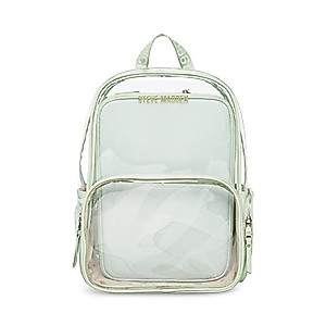 Steve Madden Women's Clear Backpack with Tech Pouch, Beige, One Size