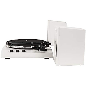 Crosley T150A-WH Modern 2-Speed Bluetooth Turntable System with Variable Weighted Tone Arm and Stereo Speakers, White