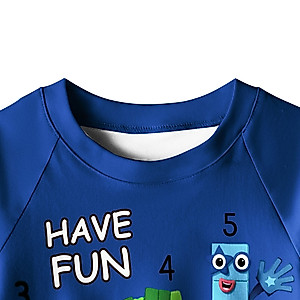 Cartoon Boys Two Piece Swimsuit Costume Numbers Cartoon Swimwear Kids Swim Set Trunks and Shirt Summer Holiday 3-10 Years