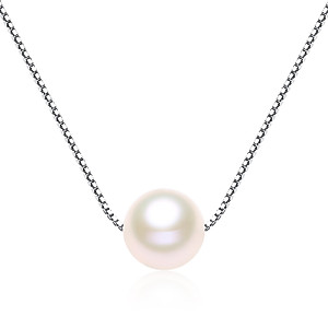 VIKI LYNN Single Pearl Necklace 7-8mm Freshwater Cultured Pearl 925 Sterling Silver Box Chain