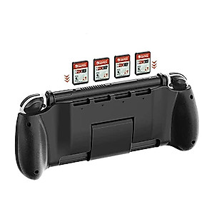 ECHZOVE Grip for Nintendo Switch OLED, Comfortable and Ergonomic Gaming Portable Protective Handheld Grip, Accessories for Switch 2021 with Game Storage and Desktop Stand - Black