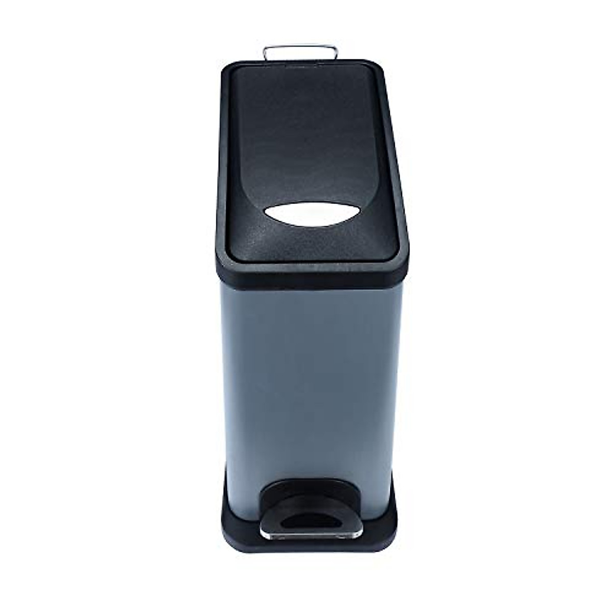 8 Liter Trash Can,Carbon Steel Garbage Can with Lid and Plastic Inner Bucket for Bathroom (Gray)