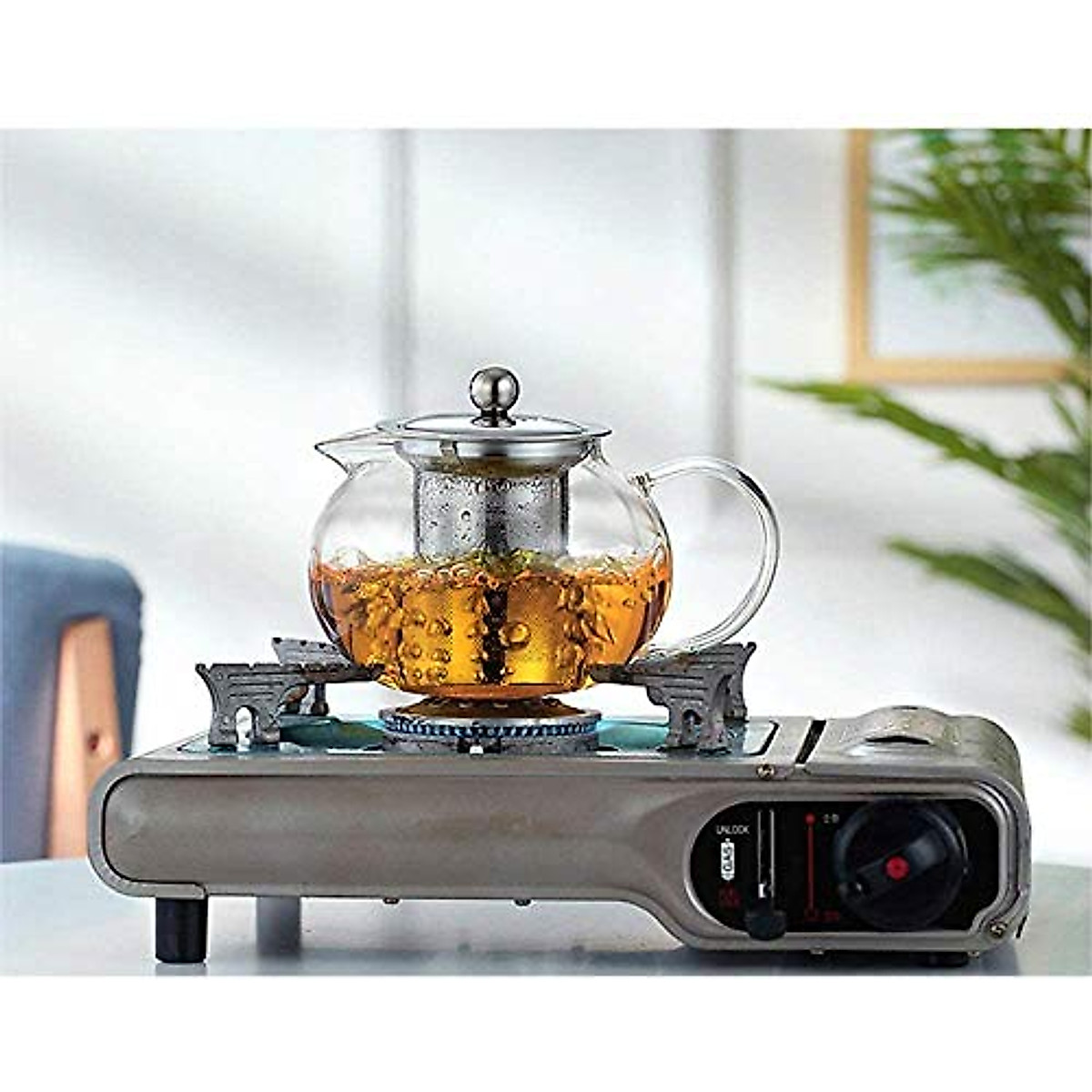 Glass Teapot with Removable Infuser & Blooming and Loose Leaf, Iced Tea Maker & Brewer Teapot with Infuser forLoose Leaf Tea Maker Set (28oz)