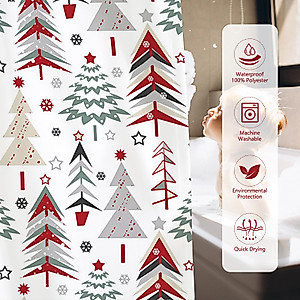 MEHOFOND Christmas Xmas Tree Winter Snowflake Pattern Shower Curtain for Bathroom Decor Washable Durable Fabric 72x72 in