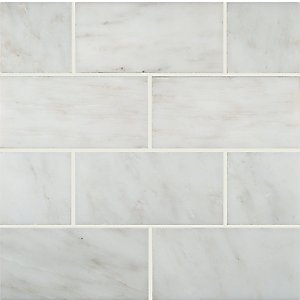 MSI Arabescato Carrara Beveled 3 in. x 6 Honed Marble Tile for Kitchen Backsplash, Floor Tile, Wall Bathroom, Shower Mesh Mounted Mosaic Cool White