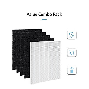 115115 Size 21 Filter A Compatible with Winix PlasmaWave Air Purifier C535, 5300, 5300-2, 6300, 6300-2, AM90, P300, True HEPA Filter with 4 Carbon Pre-Filters