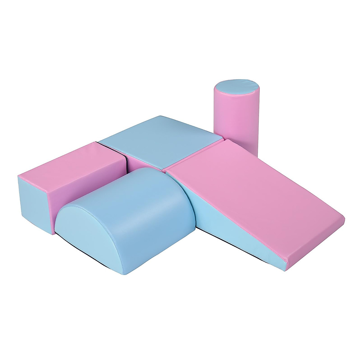 JOYMOR Soft Foam Climbing Blocks 5-Pieces Set, Climb and Crawl Foam Blocks, Beginner Toddler Climber Set with Slide & Ramp, Indoor Active Play Structures for Baby and Toddlers Age 1-3