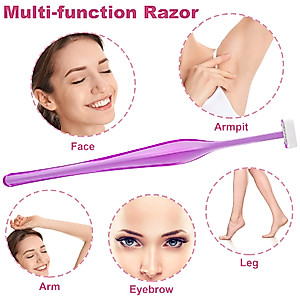 ANCIRS 24 Pack Eyebrow Trimmer Razors for Women Makeup, Facial T Shape Shaver Tool for Eye Brow, Stainless Steel Eyebrow Trimming Kit for Girls- Purple
