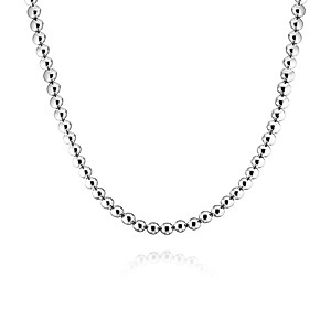 Savlano 925 Sterling Silver 5MM Handmade Bead Ball Strand Chain Necklace For Women - Made in Italy Comes With a Gift Box (20,5mm)