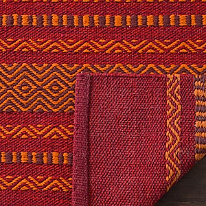 SAFAVIEH Montauk Collection Area Rug - 5' x 8', Orange & Red, Handmade Flat Weave Cotton, Ideal for High Traffic Areas in Living Room, Bedroom (MTK215A)