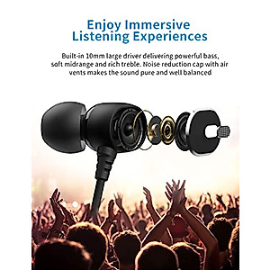 USB C Headphones Wired Earphones HiFi Stereo Type C Earbuds Noise Canceling in-Ear Headset with Mic Volume Control Bass for Samsung S23 S22 Ultra S21 FE S20 A53 Fold4 Pixel 7 6 6a 5 iPad Pro MacBook