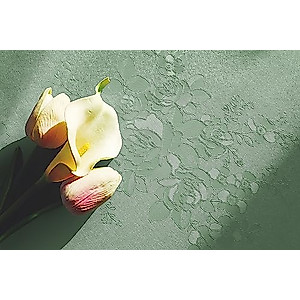 Dimoon Wallpaper 78.7"x17.3" Thicken Embossed Floral Stick and Peel Wallpaper Green Flower Stick Peel Contact Paper Solid Pure Waterproof Green Adhesive Wallpaper Removable Shelf Vinyl Roll
